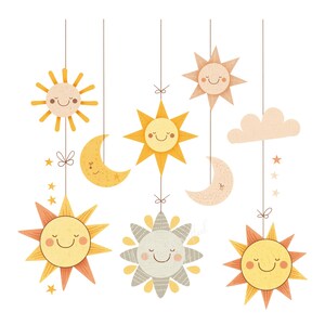 Nursery Suns and Moons Clip Art Set | Cute Digital Images | Scrapbooks ...
