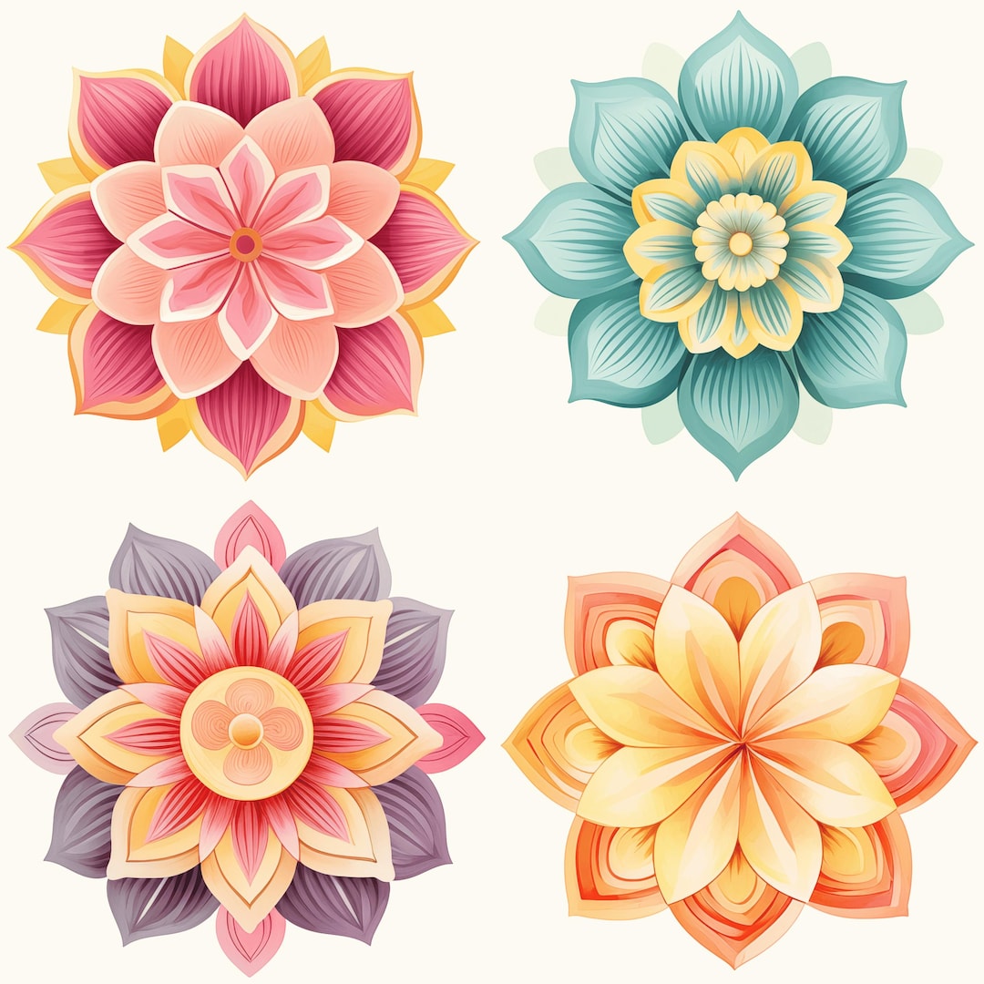 Pastel Flower Blossoms Clip Art Set | Digital Floral Images for ...
