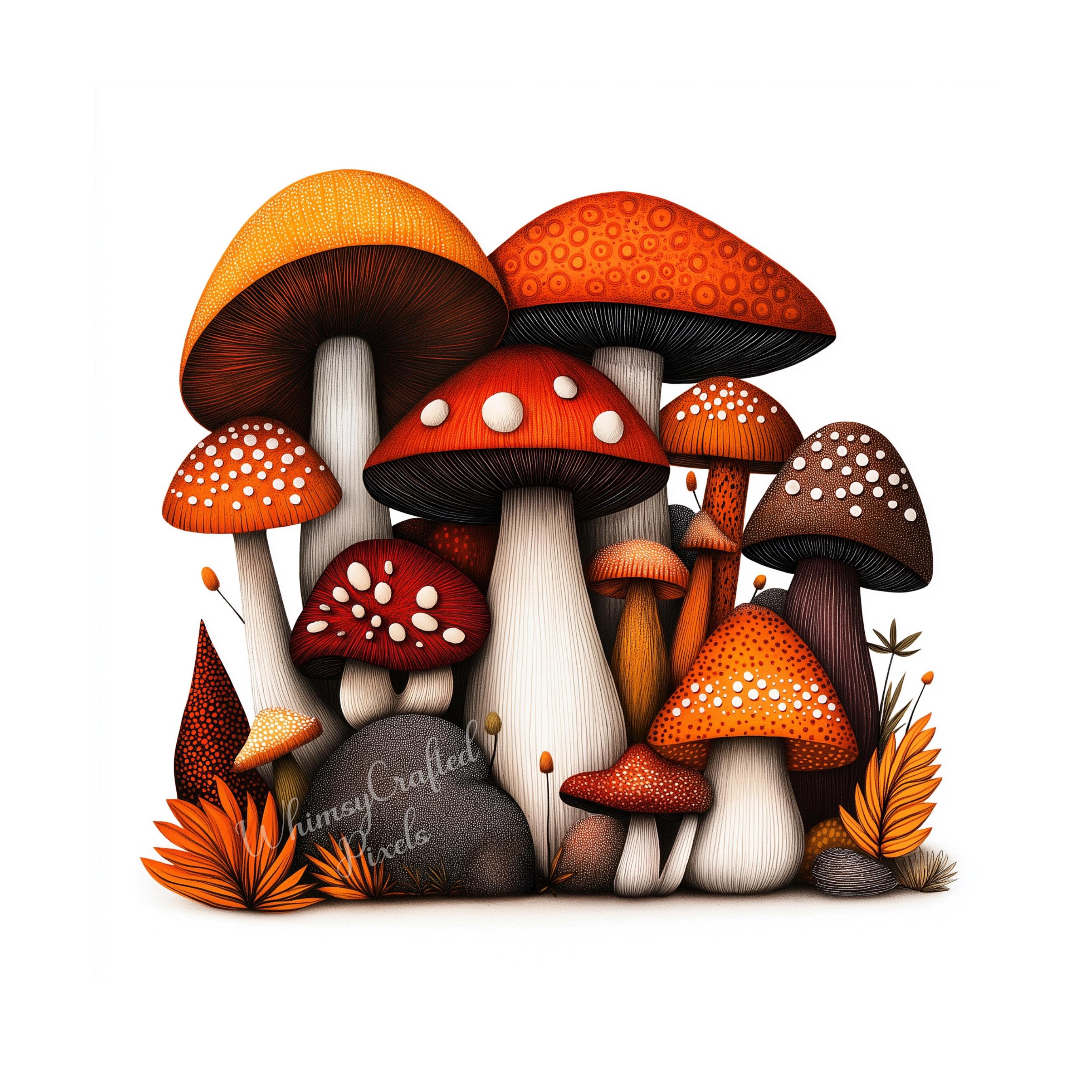 Vivid Giant Mushroom Digital Pages | Autumn Printable Digital ...
