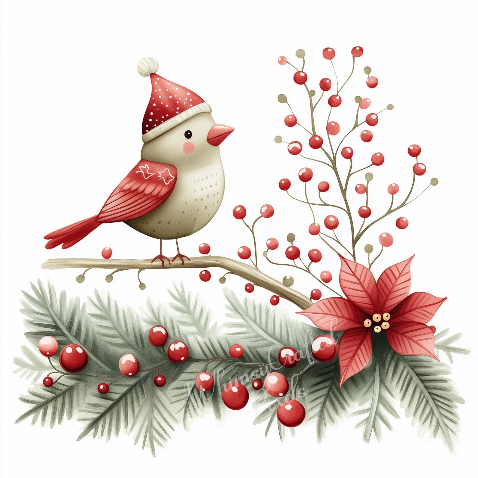 Cute Christmas Birds Digital Pages Holiday Printable Digital ...