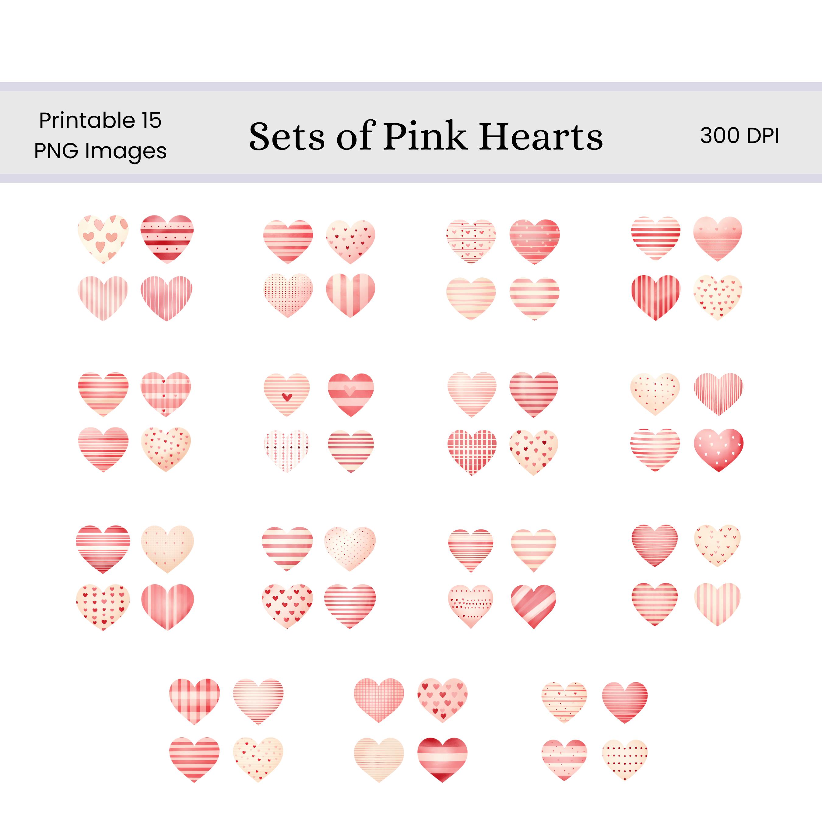 Sets of Pink Hearts Clip Art Set | Valentine Digital Images for ...