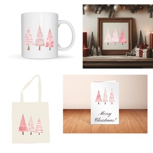 Pink Boho Christmas Trees Clip Art Set | Holiday Digital Images ...