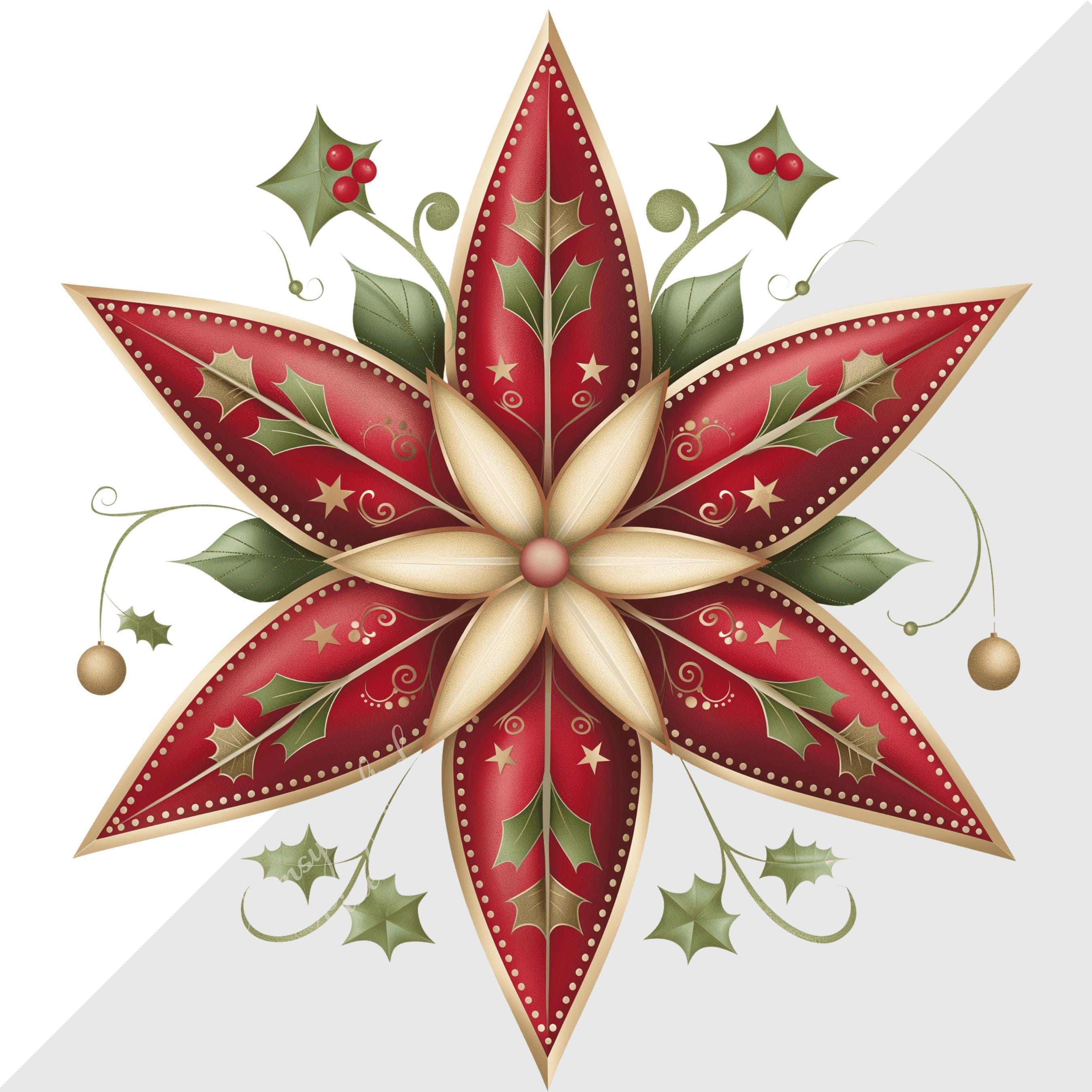 Red and Green Christmas Stars Clip Art Set | Holiday Digital Images ...