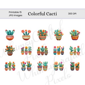 Colorful Cacti Digital Pages | Pretty Printable Digital Backgrounds ...