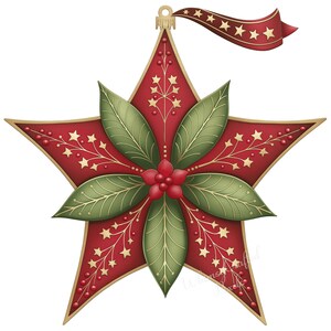 Red and Green Christmas Stars Clip Art Set | Holiday Digital Images ...