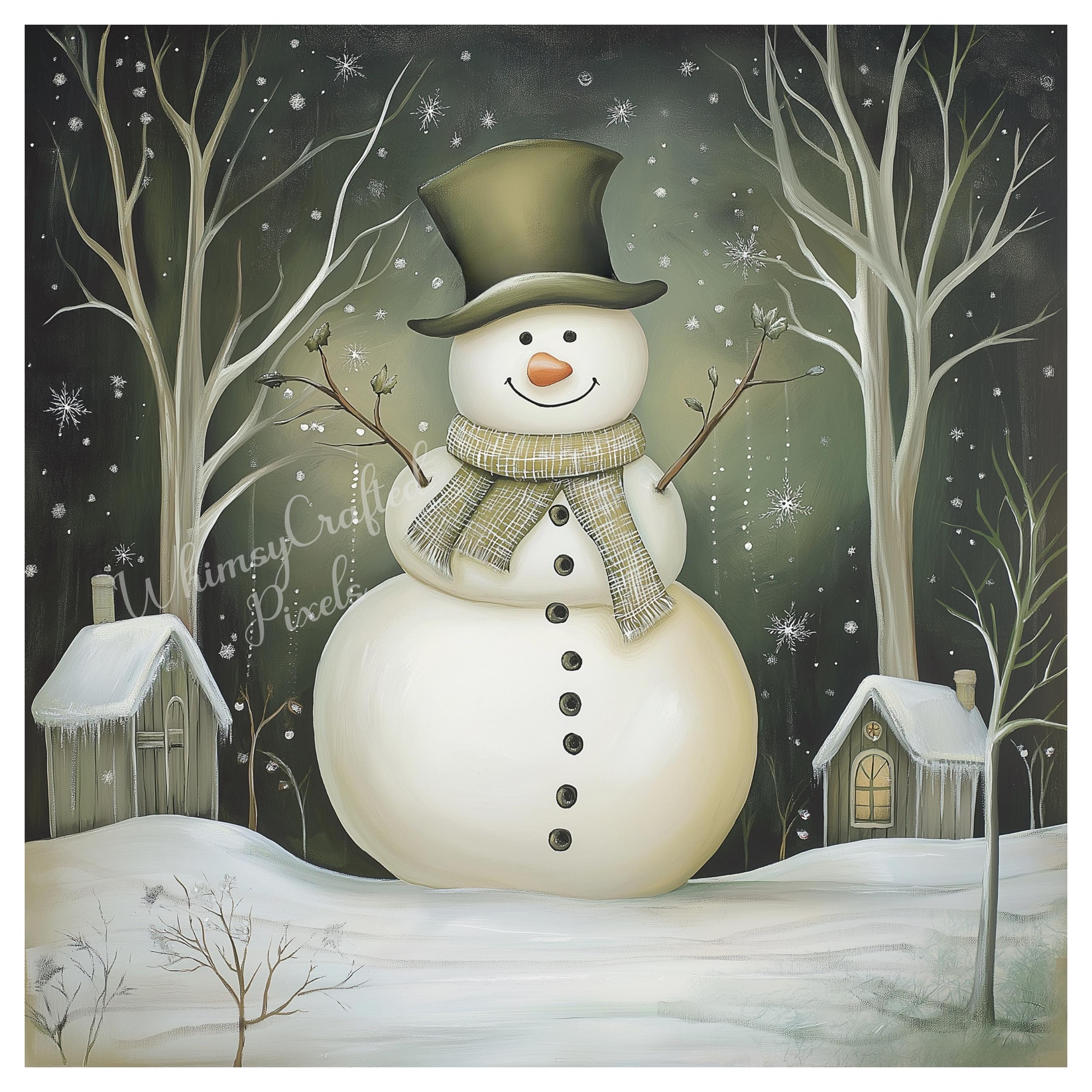Charming Snowmen Digital Pages | Winter Printable Digital Backgrounds ...