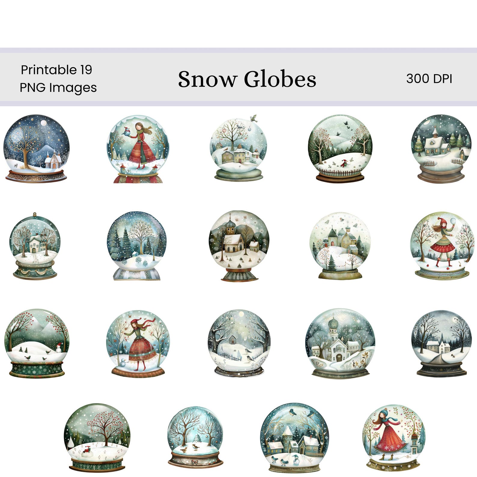 Whimsy Snow Globes Clip Art Set | Winter Digital Images | for ...