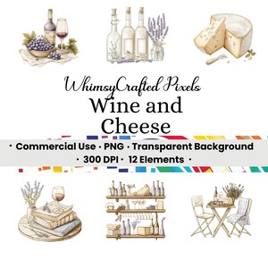 Wine and Cheese Clip Art Set | Cozy Digital Images | Scrapbooks, Card ...