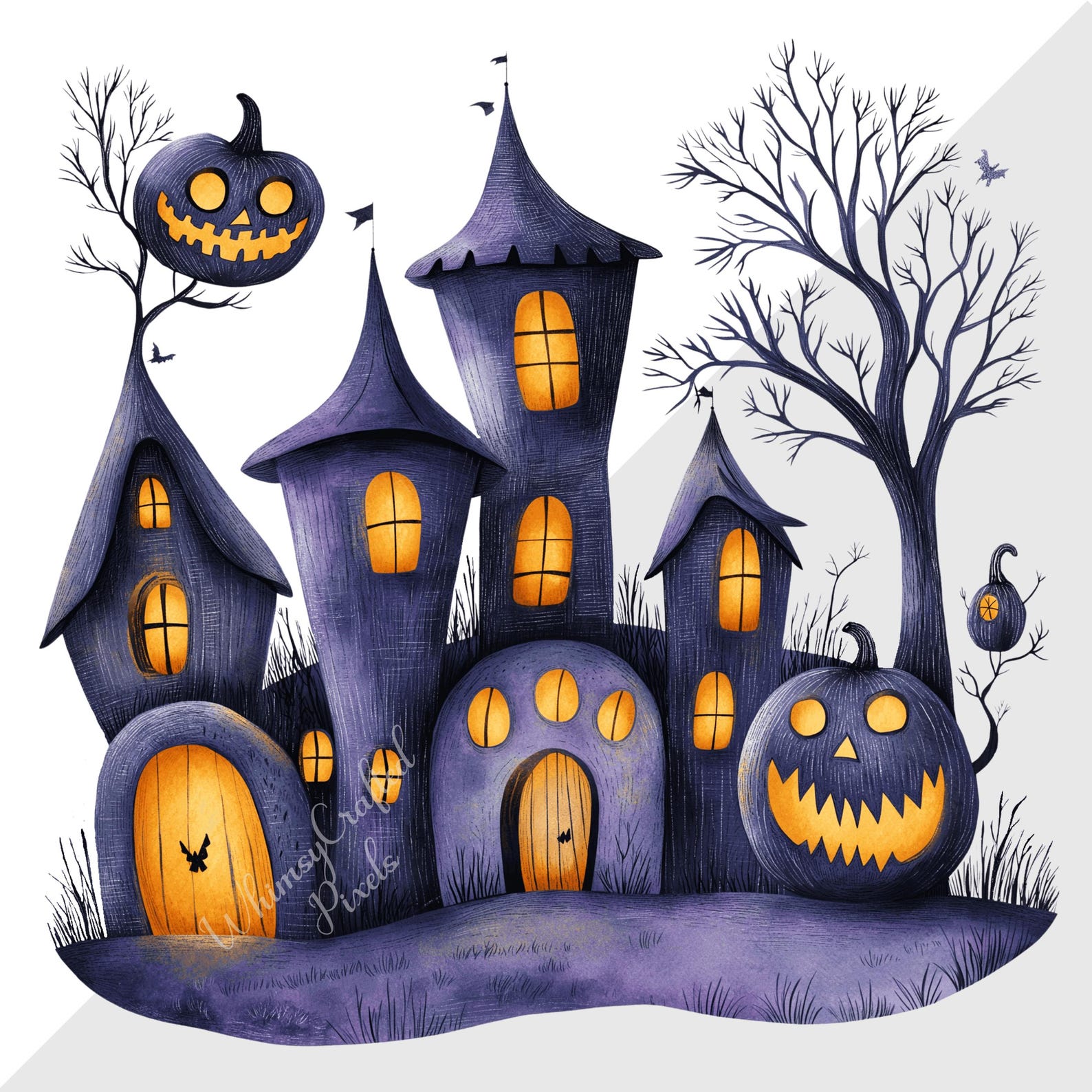 Spooky Haunted Houses Clip Art Set | Digital Halloween Images for ...