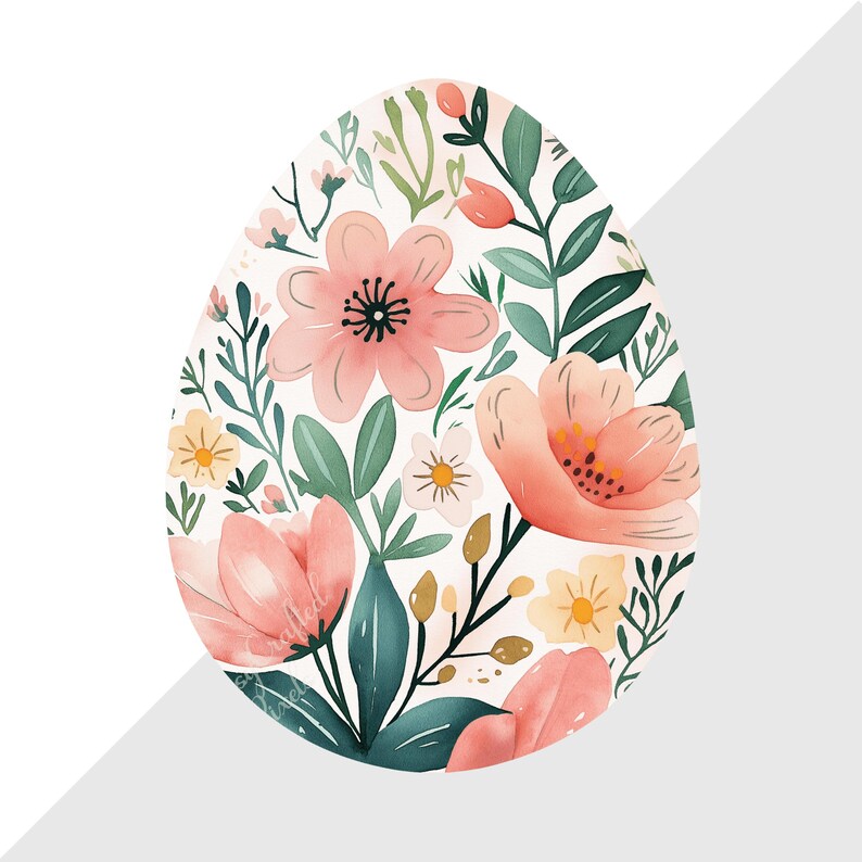 Floral Easter Egg V1 Clip Art Set | Digital Easter Images | for ...