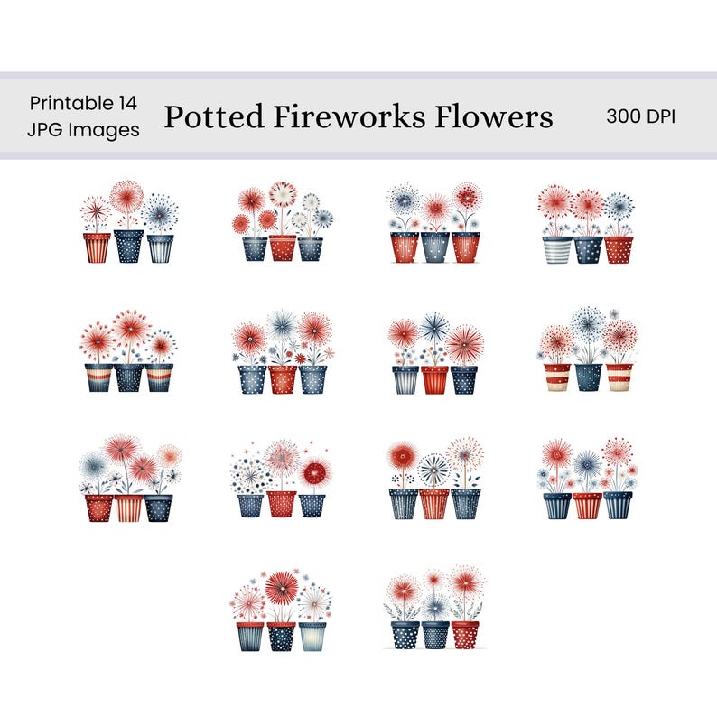 Fireworks Flowers Digital Pages | Independence Day Printable Digital ...