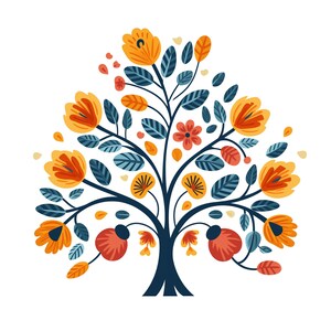 Folk Art Trees Clip Art Set | Pretty Digital Images | for Scrapbooks ...