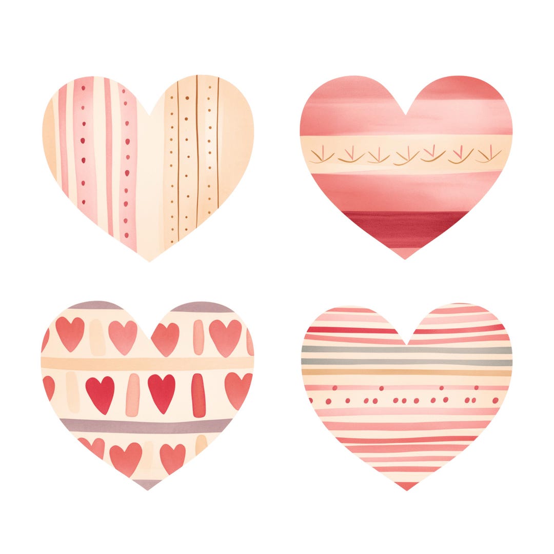 Sets of Boho Hearts V2 Clip Art Set | Valentine Digital Images for ...