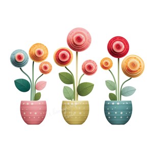 Cute Potted Flowers Clip Art Set | Spring Digital Images for Scrapbooks ...