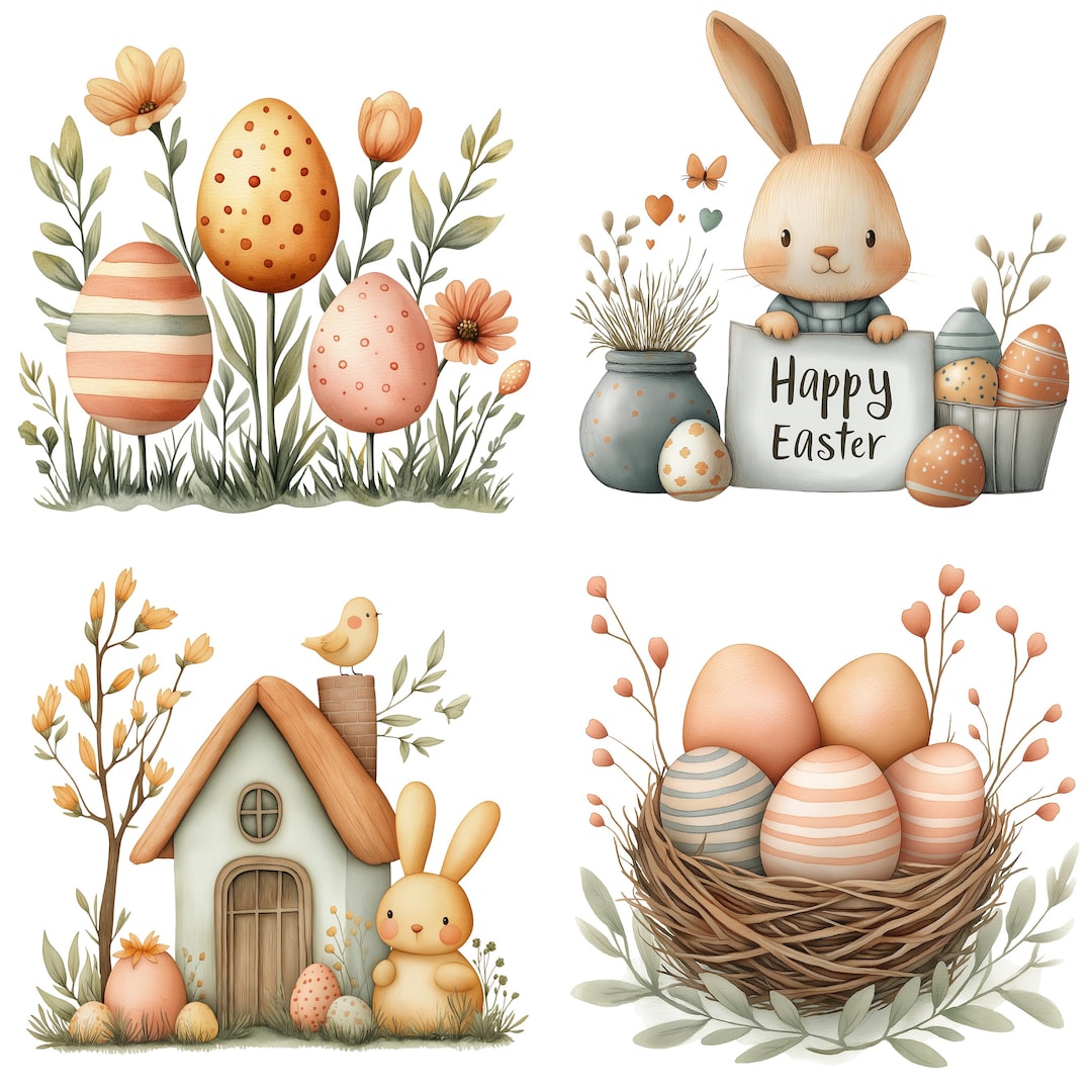 Cute Pastel Easter Clip Art Set | Easter Digital Images | Scrapbooks ...
