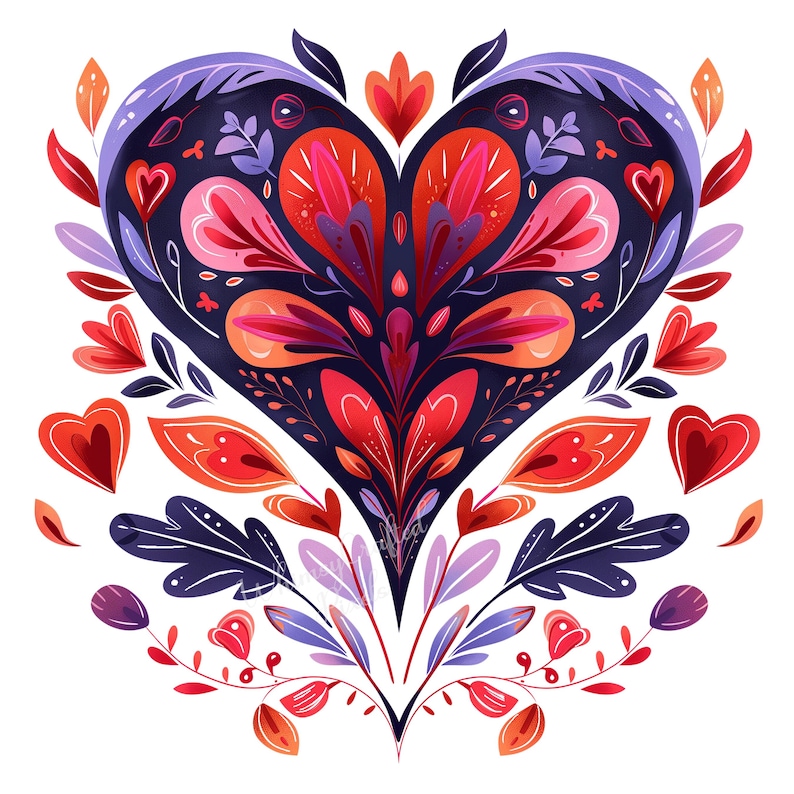 Purple and Red Hearts Clip Art Set | Valentine Digital Images ...