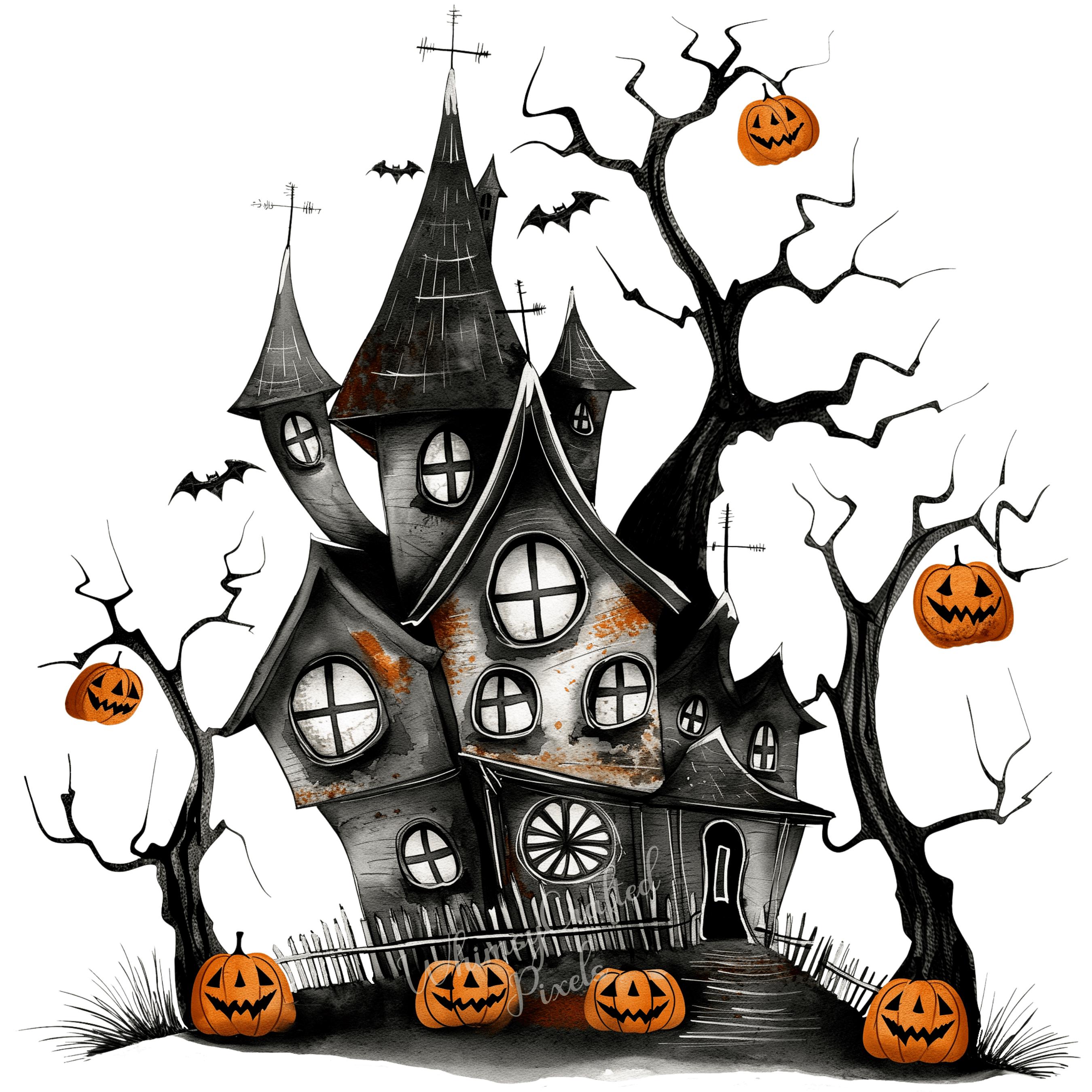 Spooky Haunted Houses Clip Art Set | Digital Halloween Images for ...