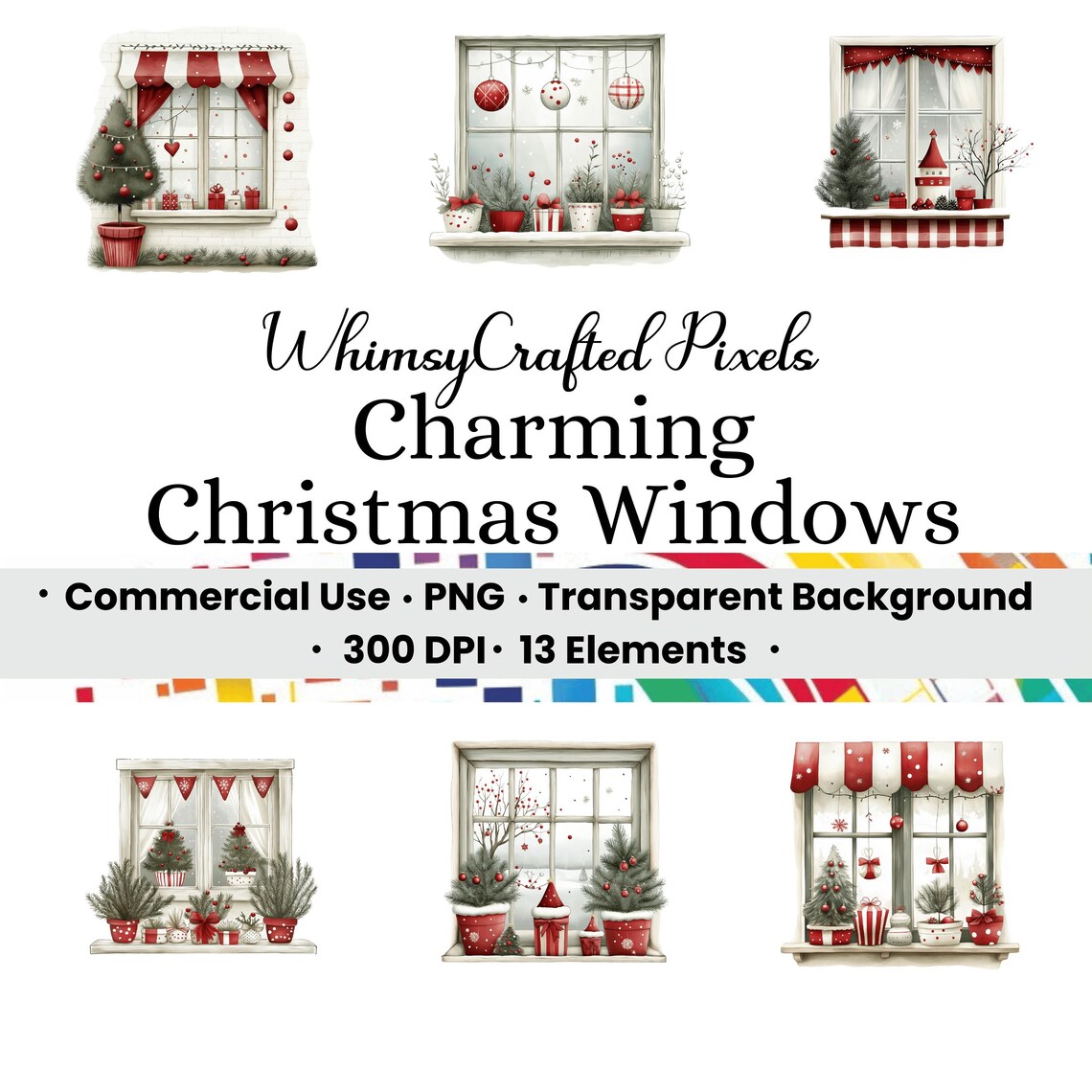 Charming Christmas Windows Clip Art Set | Digital Holiday Images for ...