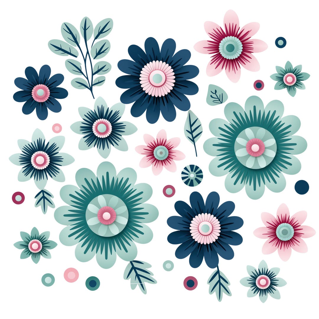Cute Flower Patterns Clip Art Set | Spring Digital Images for ...