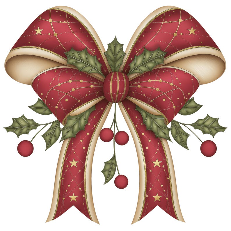 Red and Gold Christmas Bows Clip Art Set | Holiday Digital Images ...