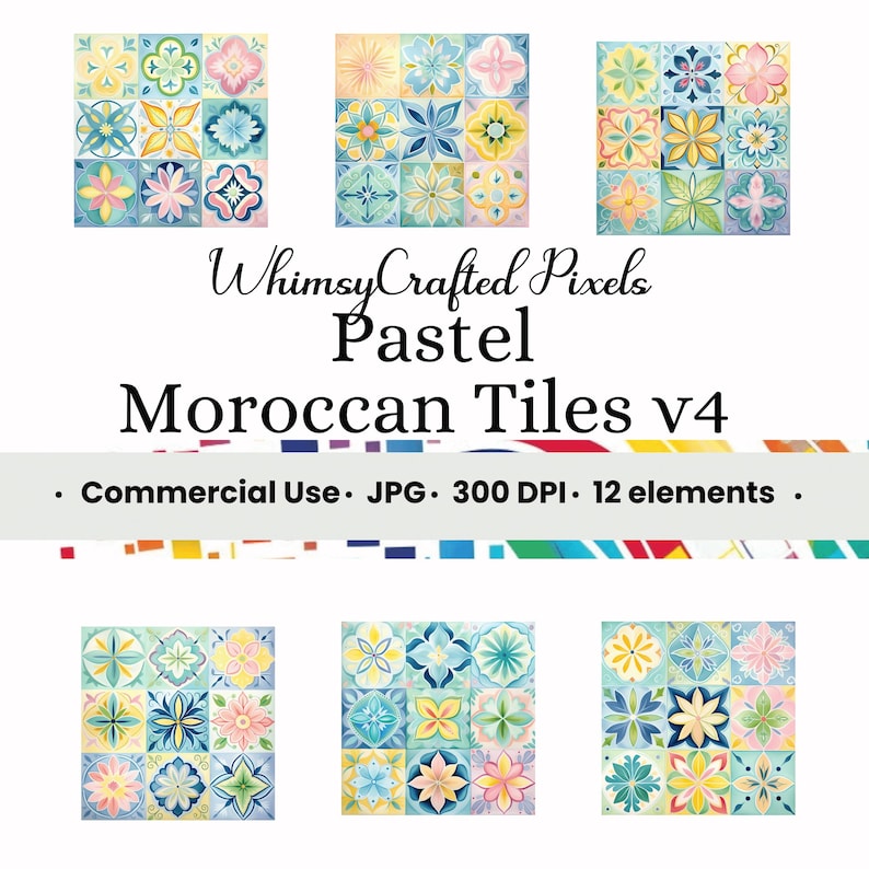 Pastel Moroccan Tiles V4 Digital Pages | Printable Digital Tile ...
