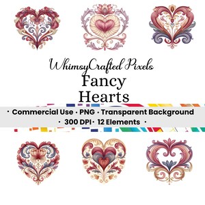 Fancy Hearts Clip Art Set | Valentines Digital Images | for Scrapbooks ...