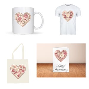 Pink Floral Heart Clip Art Set | Valentine Digital Images for ...