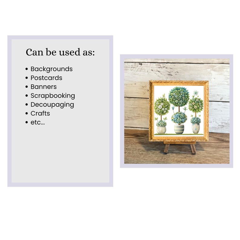 Cute Potted Trees Digital Pages | Pretty Printable Digital Backgrounds ...