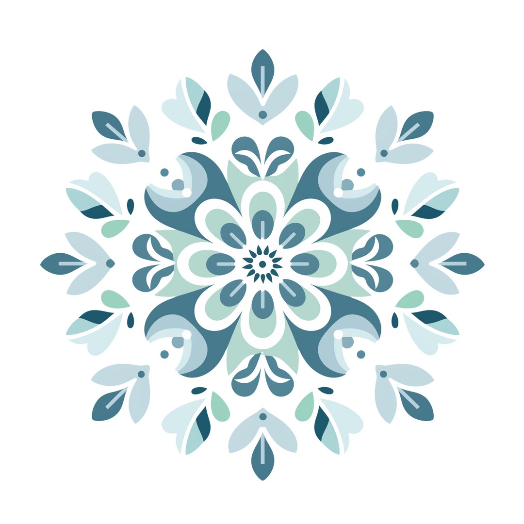 Periwinkle and Mint Floral Mandalas Clip Art Set | Digital Images for ...