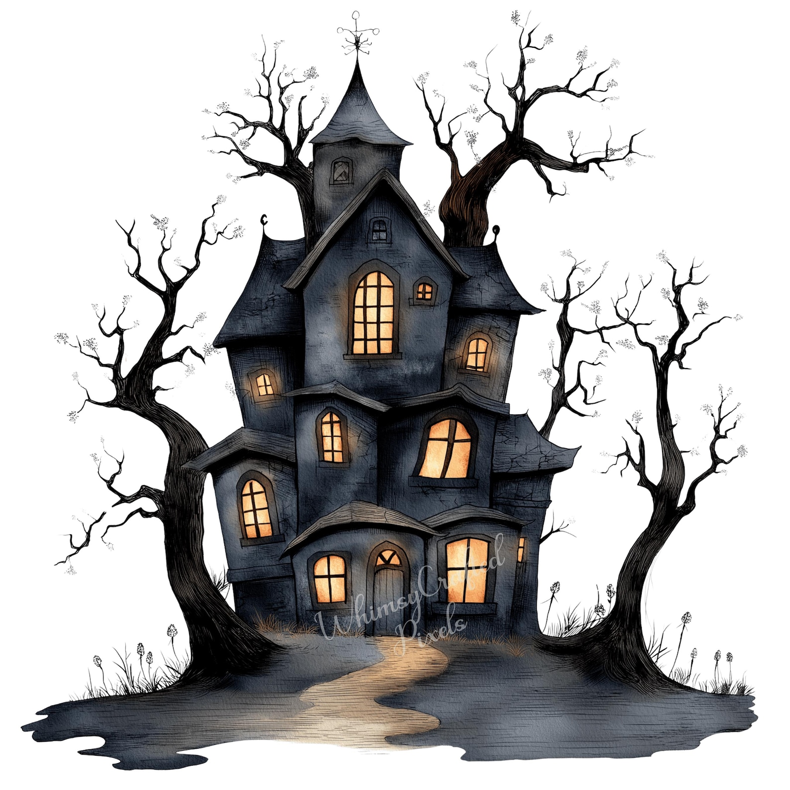Spooky Haunted Houses Clip Art Set | Digital Halloween Images for ...