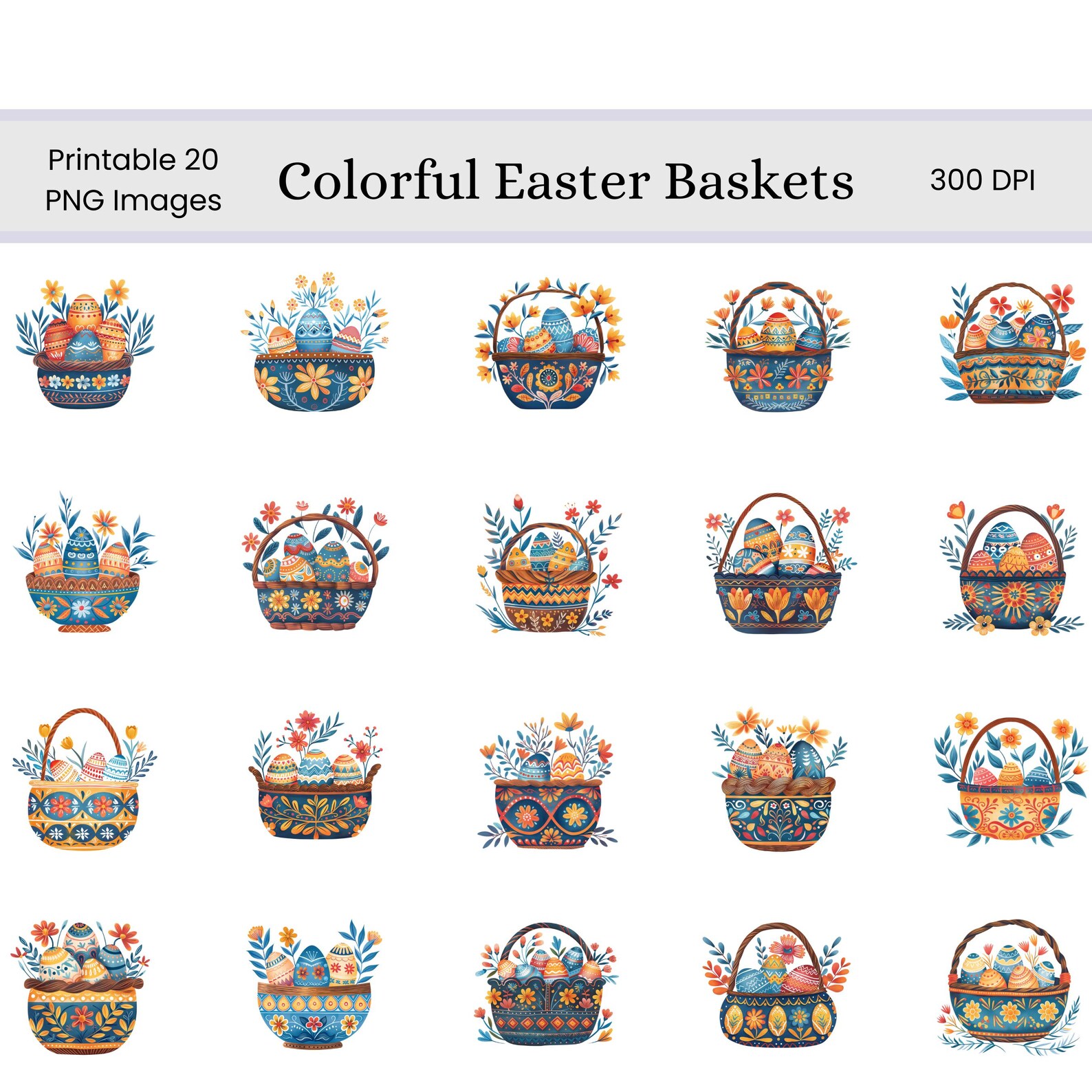 Colorful Easter Baskets Clip Art Set | Fun Digital Images | Scrapbooks ...