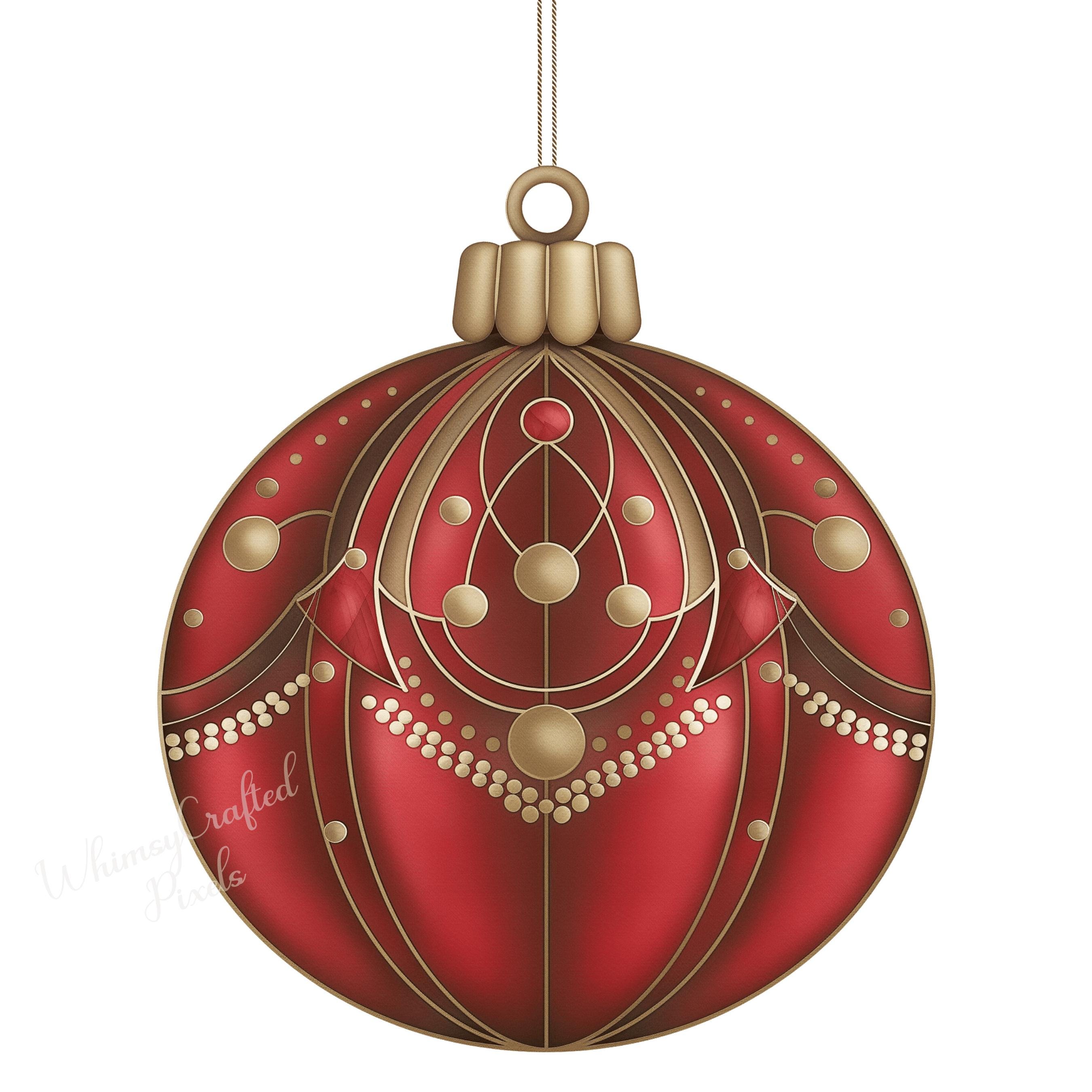 Red & Green Christmas Ornaments Clip Art Set |holiday Digital Images ...