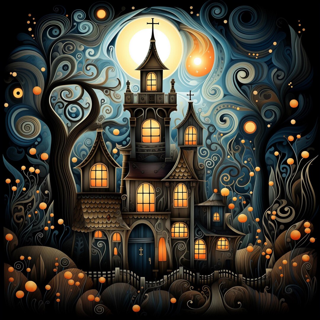 Whimsical Haunted Houses Digital Pages | Halloween Printable Digital ...