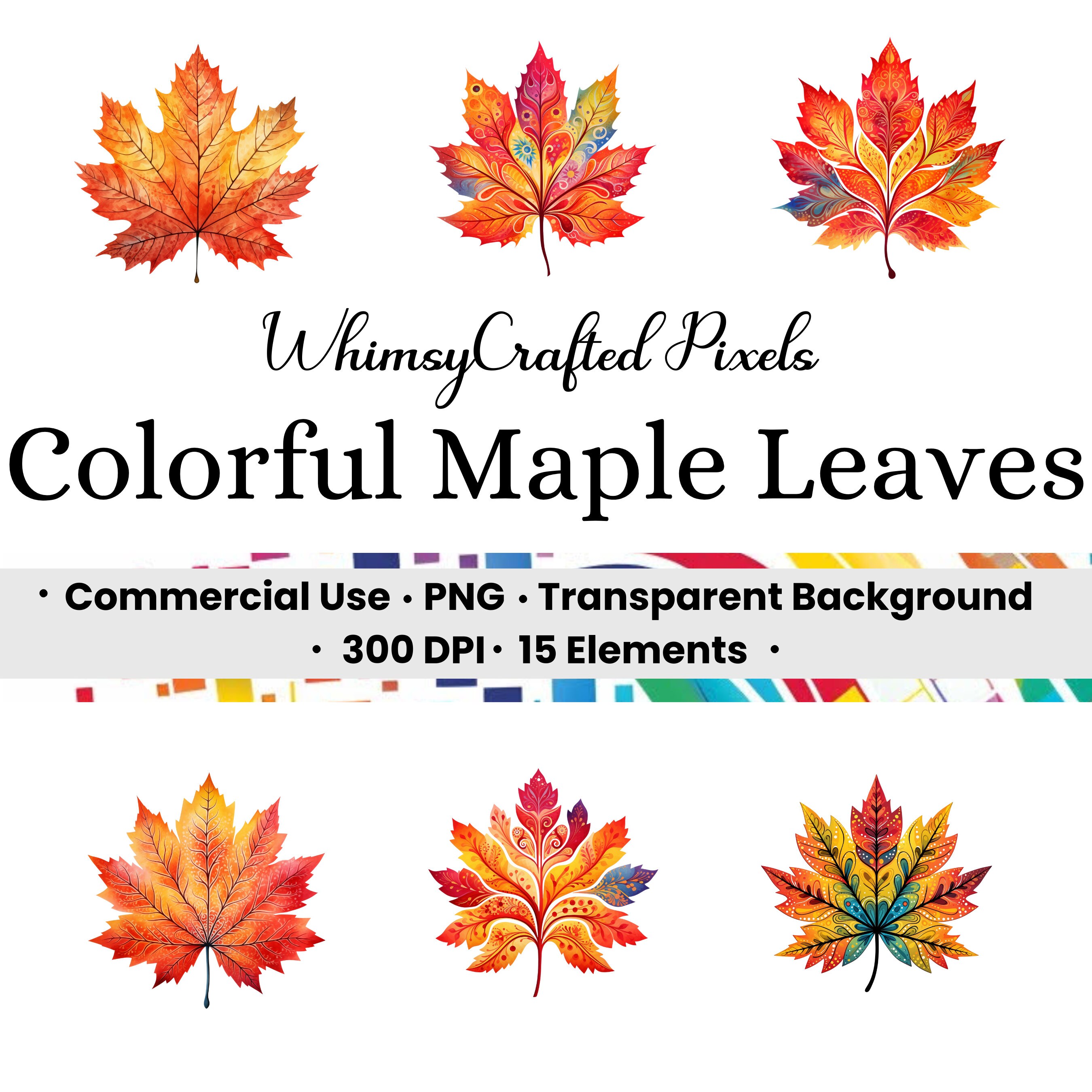 Colorful Maple Leaf Clip Art Set | Fall Digital Images | for Scrapbooks ...