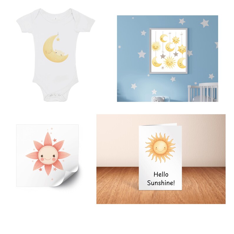 Nursery Suns and Moons Clip Art Set | Cute Digital Images | Scrapbooks ...
