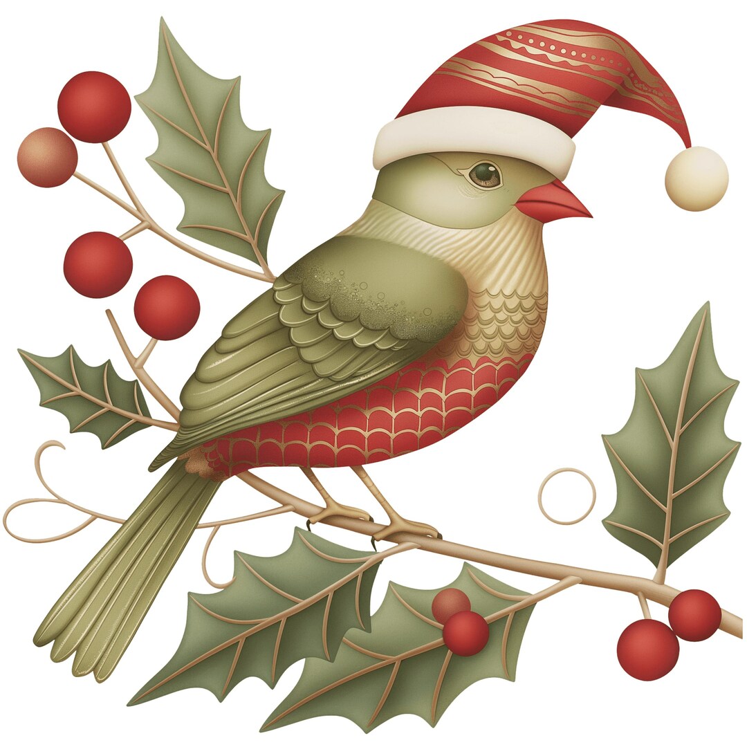 Christmas Santa Birds Clip Art Set | Holiday Digital Images ...