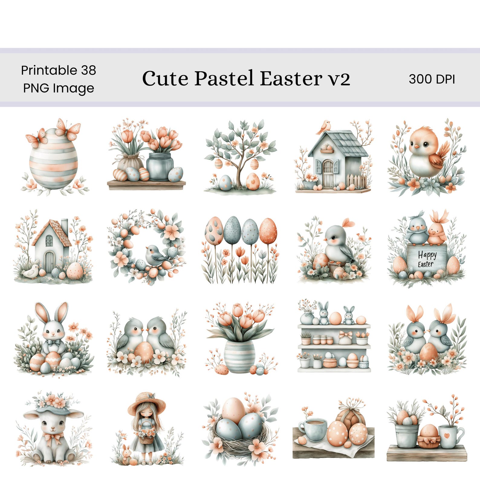 Cute Pastel Easter V2 Clip Art Set | Easter Digital Images | Scrapbooks ...