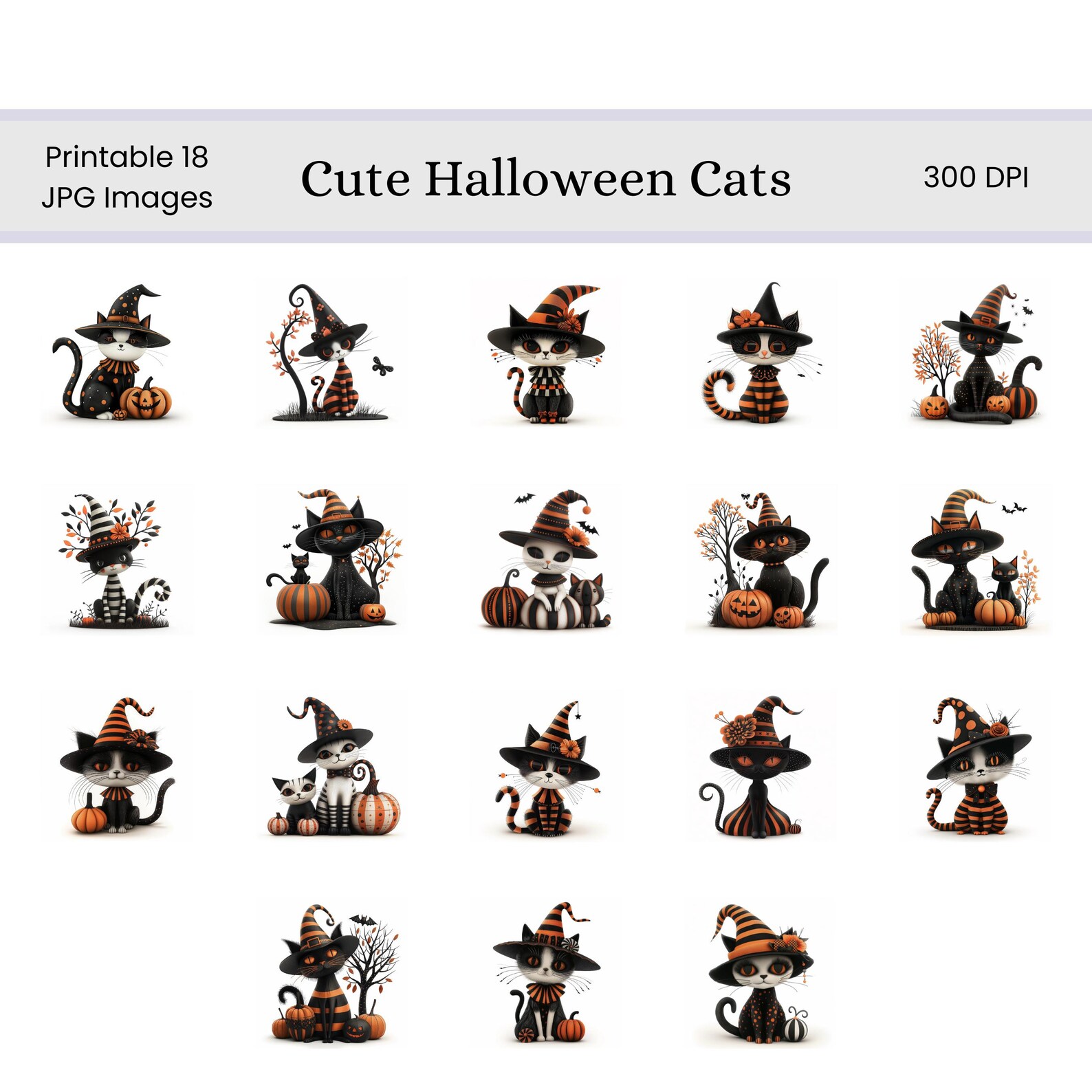 Cute Halloween Cats Digital Pages | Halloween Printable Digital ...