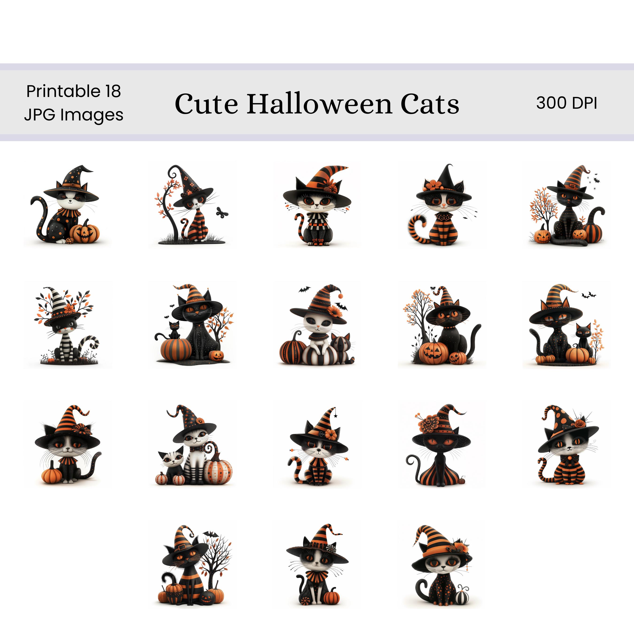 Cute Halloween Cats Digital Pages | Halloween Printable Digital ...