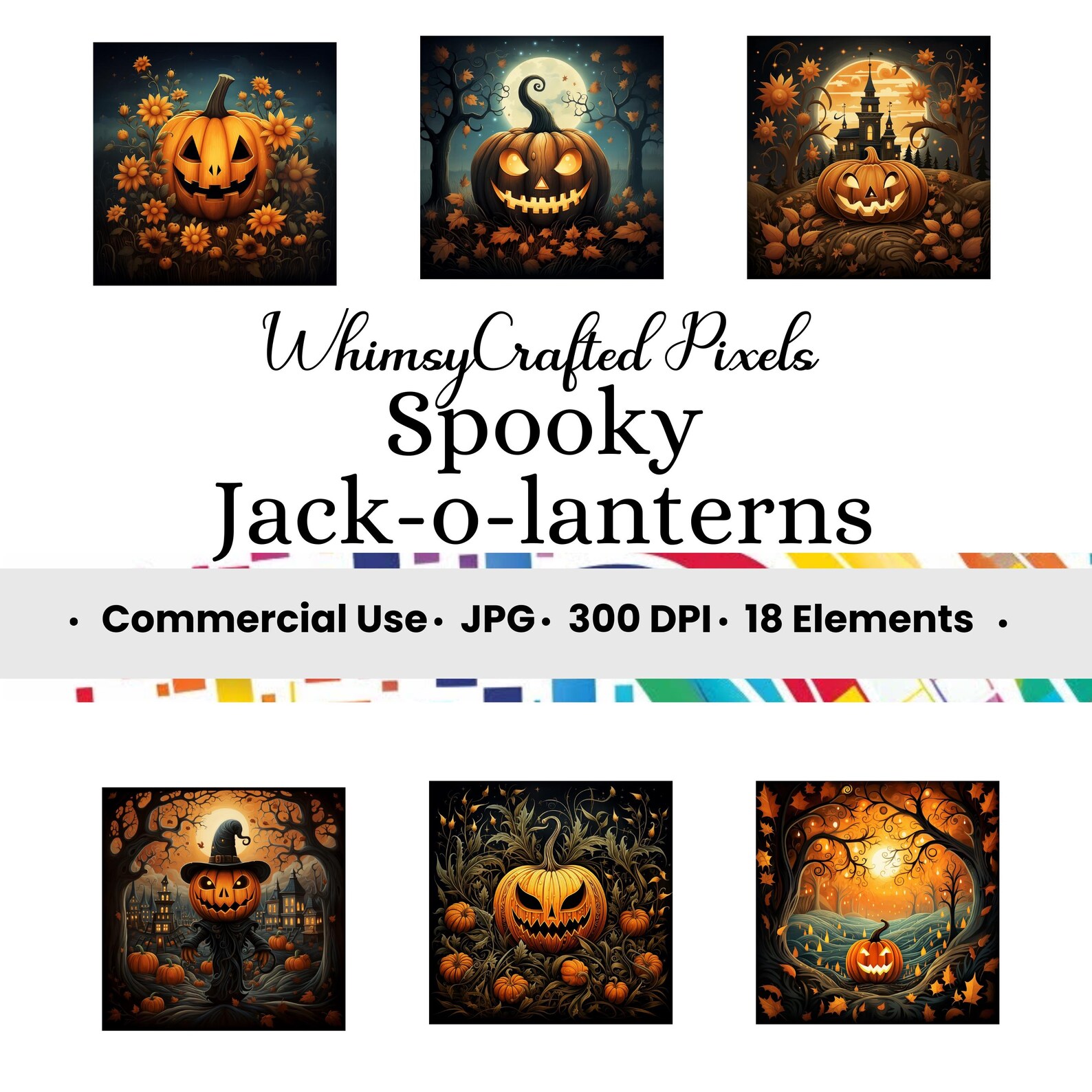 Spooky Jack-o-lanterns Digital Pages | Halloween Printable Digital ...