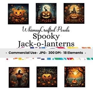 Spooky Jack-o-lanterns Digital Pages | Halloween Printable Digital ...