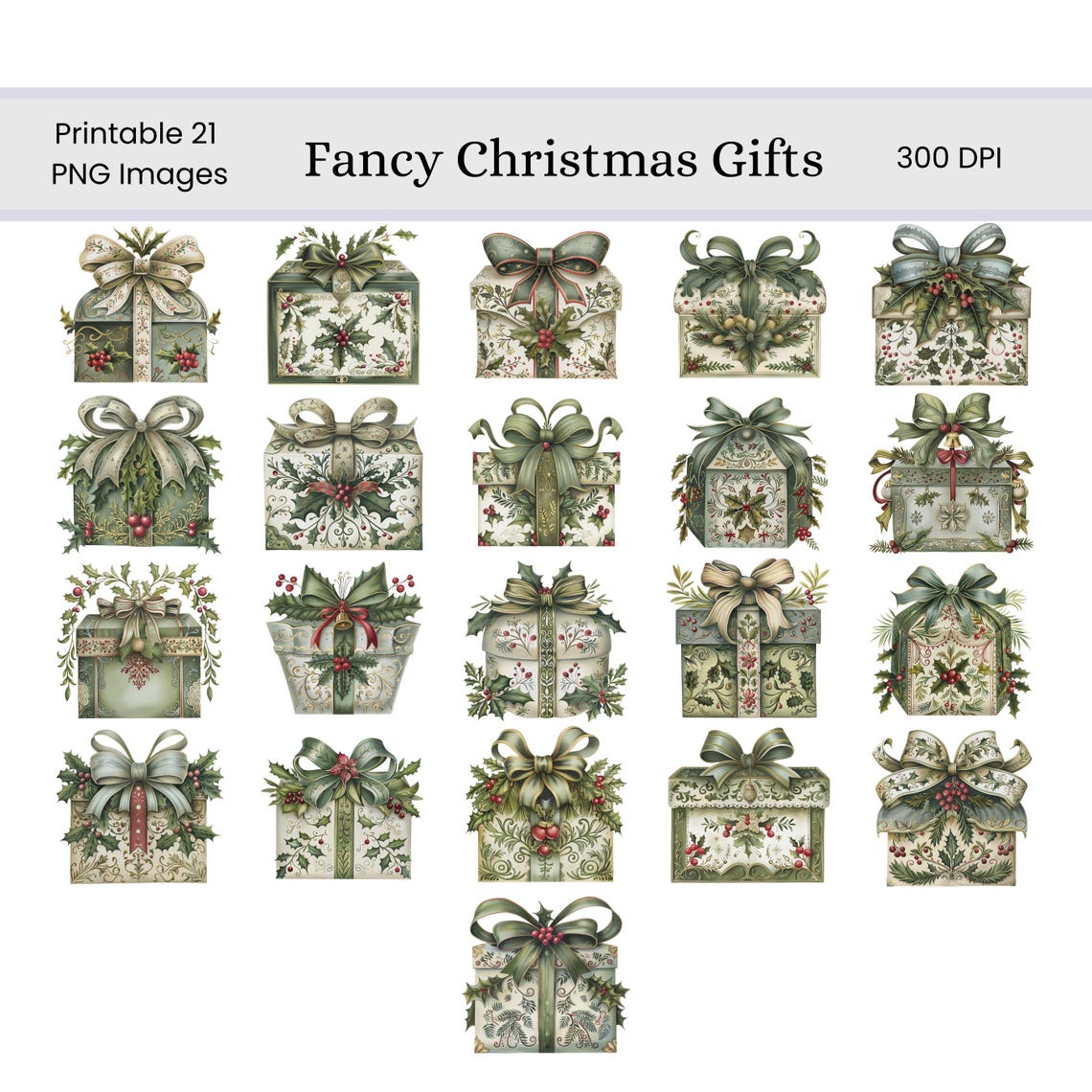 Fancy Christmas Gifts Clip Art Set | Holiday Digital Images ...
