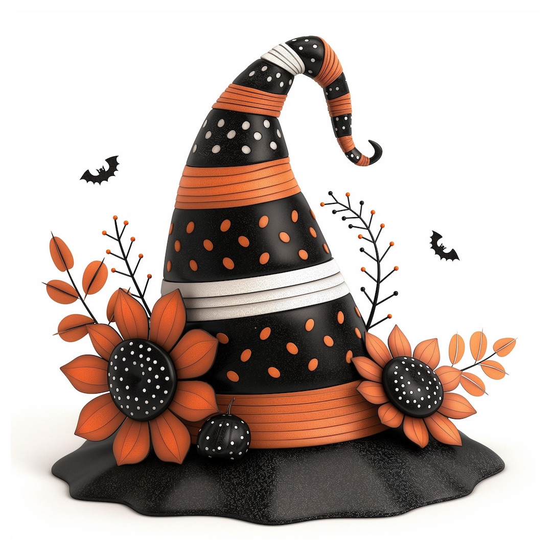 Halloween Witch Hats Digital Pages | Halloween Printable Digital ...