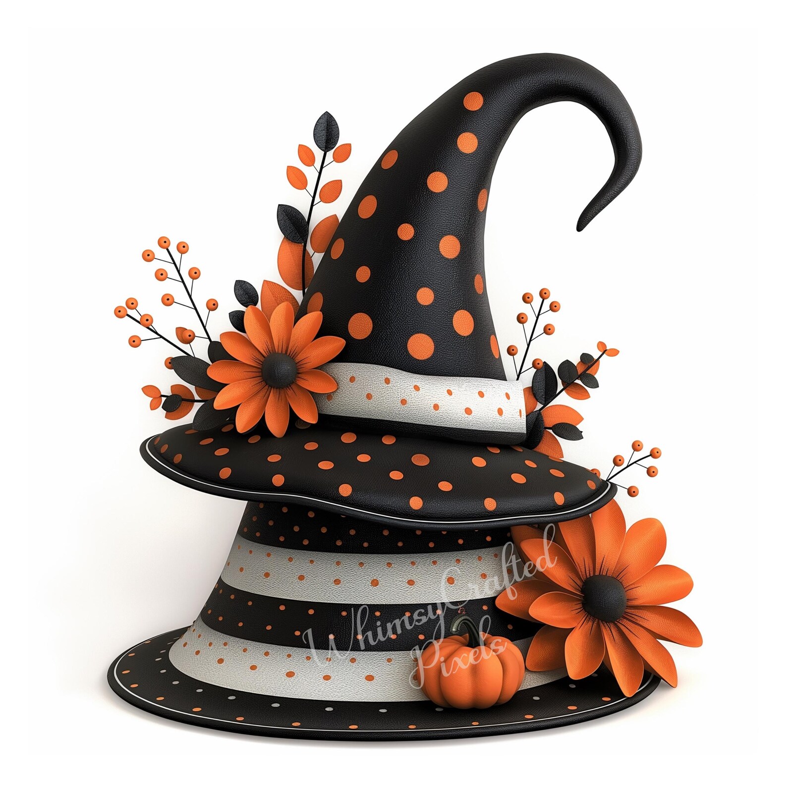Halloween Witch Hats Digital Pages | Halloween Printable Digital ...