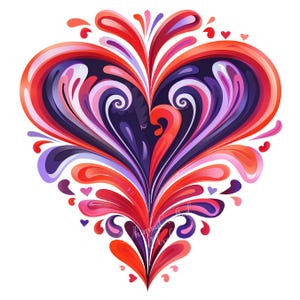 Purple and Red Hearts Clip Art Set | Valentine Digital Images ...