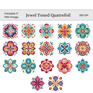Jewel Toned Quatrefoil Clip Art Set | Colorful Digital Images for ...