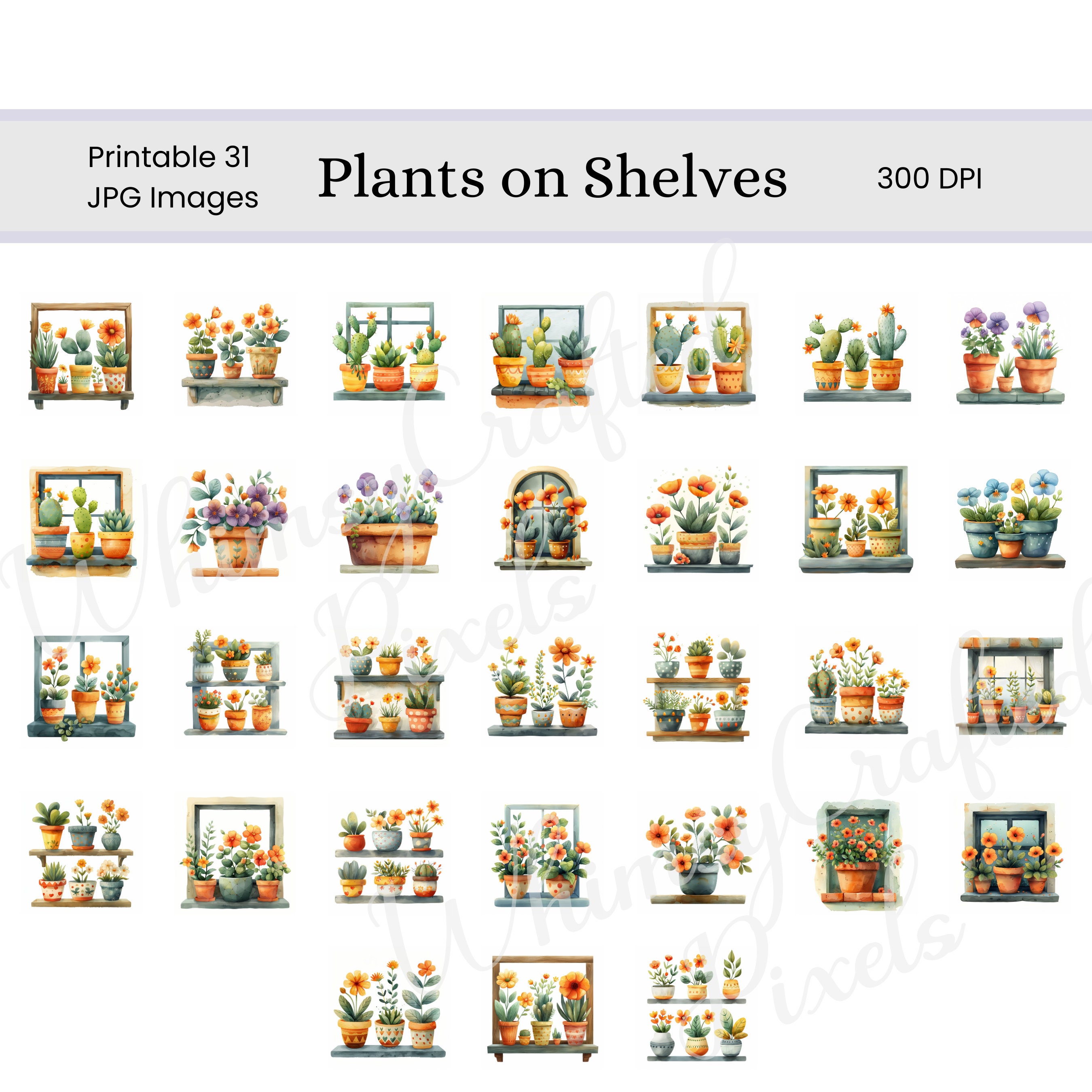 Plants on Shelves Digital Pages | Comfy Printable Digital Backgrounds ...