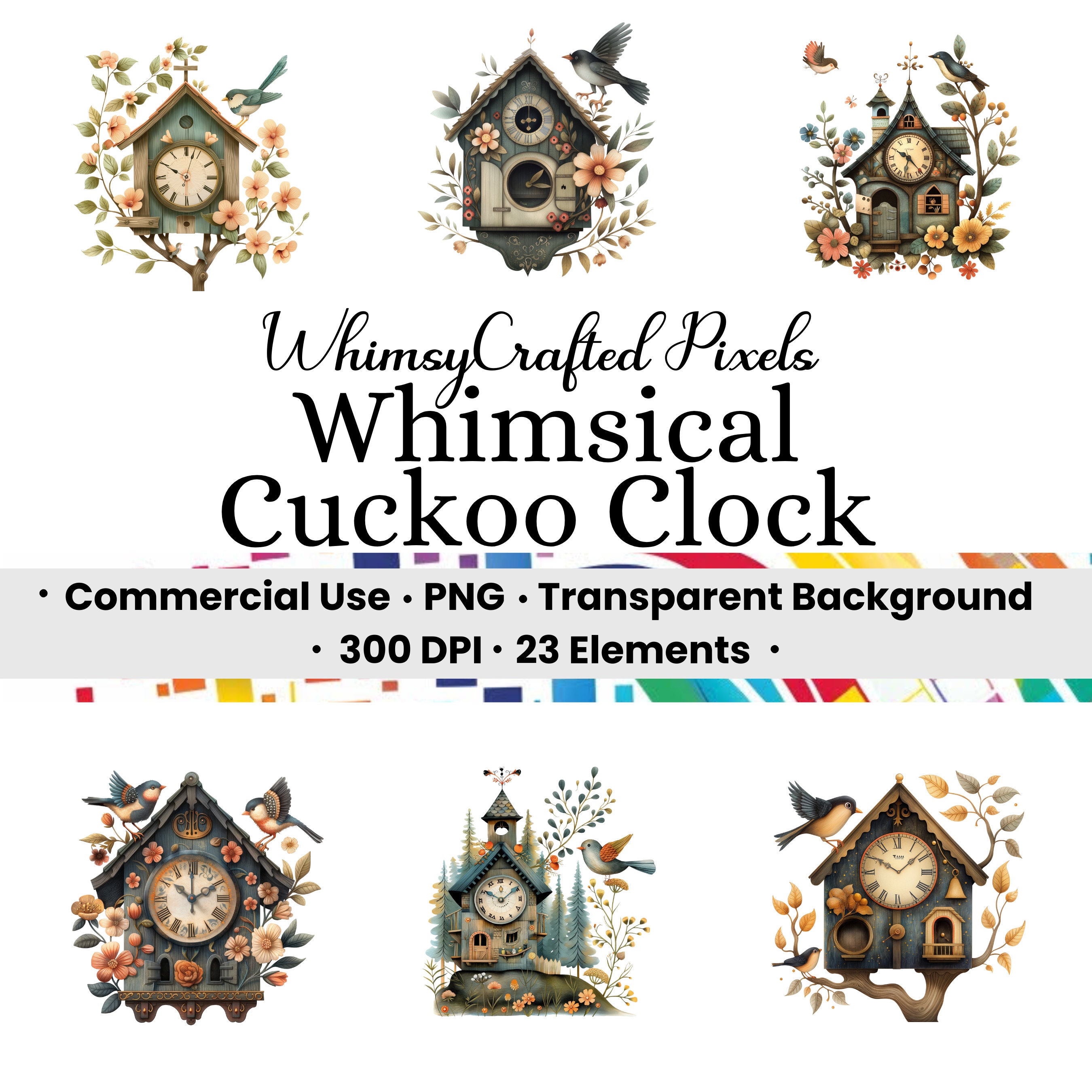 Whimsical Cuckoo Clock Clip Art Set | Pretty Digital Images ...