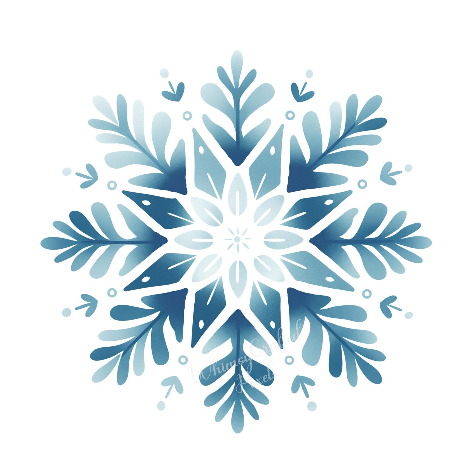Blue Folk Art Snowflakes Clip Art Set Winter Digital Images for ...