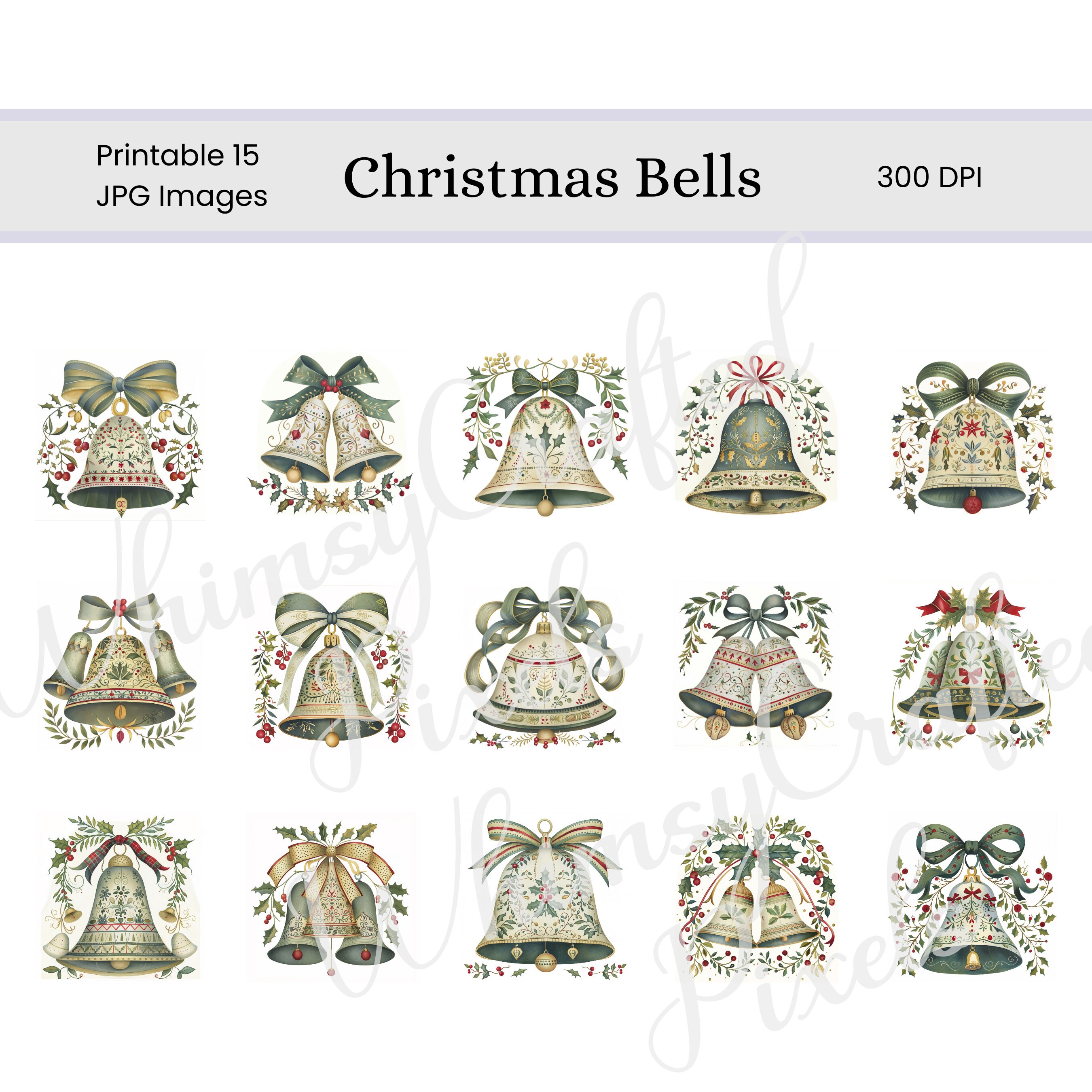 Christmas Bells Digital Pages | Fun Printable Digital Backgrounds | for ...